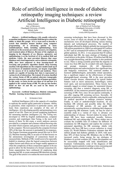 Solution Role Of Artificial Intelligence In Mode Of Diabetic Retinopathy Imaging Techniques A