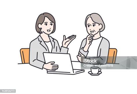 양복을 입은 여성을 상담하는 노인 여성의 벡터 일러스트 레이 션 자료 보험에 대한 스톡 벡터 아트 및 기타 이미지 보험 노인 계약서 Istock