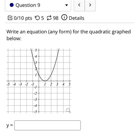 Solved Write An Equation Any Form For The Quadratic Chegg