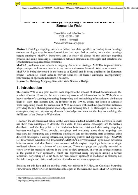 Pdf Mafra An Ontology Mapping Framework For The Semantic Web