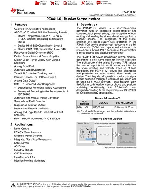 TEXAS INSTRUMENTS PGA411 Q1 INSTRUCTION MANUAL Pdf Download ManualsLib