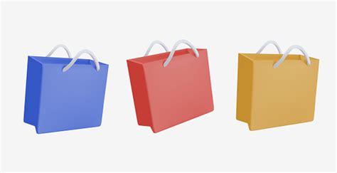 쇼핑 백의 세트 사실3d 디자인 흰색 배경에 고립 된 세련된 패셔너블 한 가방 컬러 컬렉션 가방에 대한 스톡 벡터 아트 및 기타 이미지 Istock