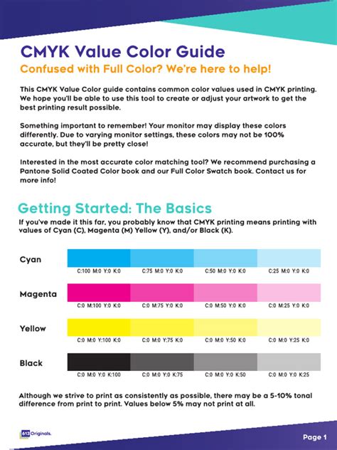 Cmyk Value Color Guide V0922 Pdf