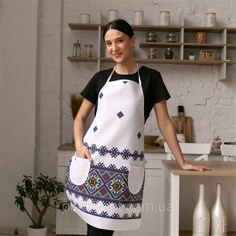 Фартух традиційний Орнамент синій 75х55 см продаж ціна у