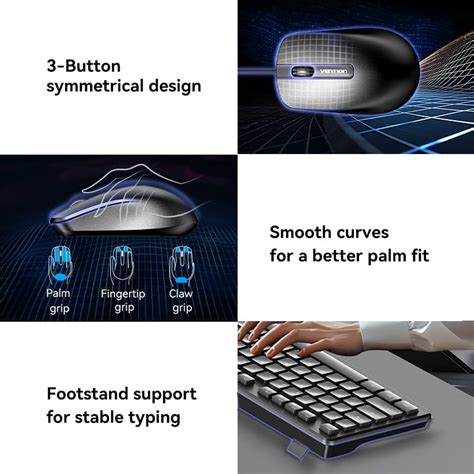 Vention Usb Wired Keyboard And Mouse Combo Full Sized And Ergonomic