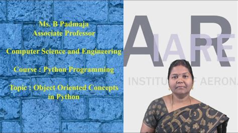 object oriented concepts in python by ms b padmaja youtube