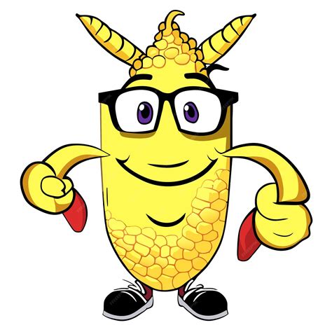 Premium Vector Cute Corn Wearing Glasses With Thumbs Up Cartoon