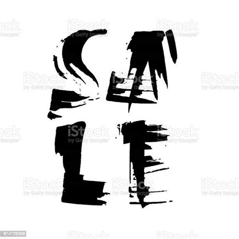 판매 손으로 글자 그런 지 드라이 브러쉬 비문입니다 타이 포 그래피 배너입니다 손에 이끌려 서 예 벡터 일러스트입니다 0명에 대한 스톡 벡터 아트 및 기타 이미지 Istock