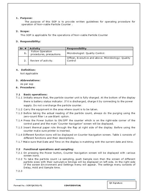 Operating Procedure For Non Viable Particle Counter Pdf Menu