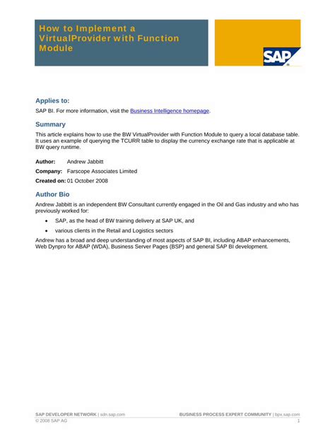 Pdf How To Implement A Virtualprovider With Function Module Dokumen