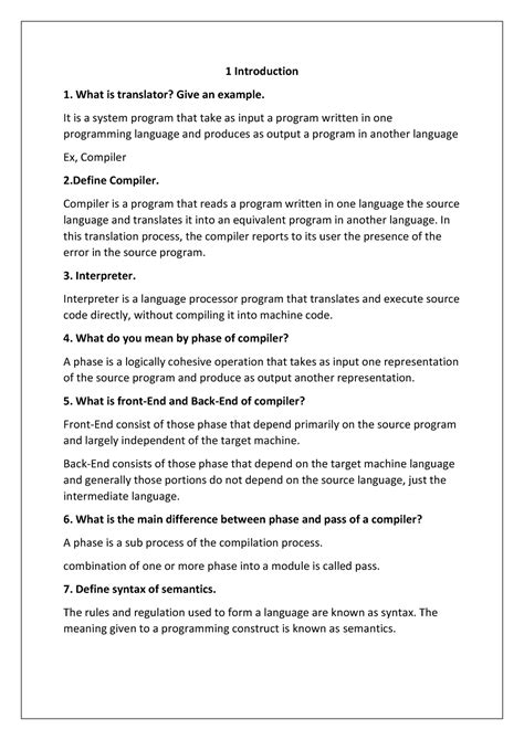 Compiler Designer Chapter Ll 1 Introduction What Is Translator Give
