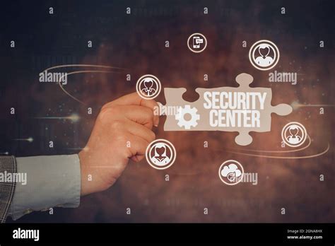 Conceptual Caption Security Center Word Written On Centralized Unit