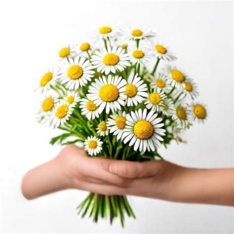 A Bouquet Of Daisies Is Held In A Hand Premium Ai Generated Image