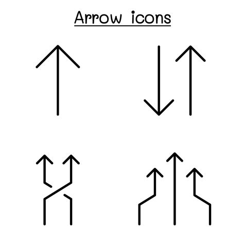 Arrow Icon Set In Thin Line Style Vector Art At Vecteezy