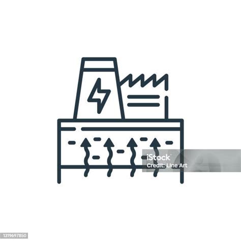 지속 가능한 에너지 개념의 지열 아이콘 벡터 지열 편집 가능한 스트로크의 얇은 선 그림입니다 웹 및 모바일 앱 로고 인쇄 미디어에 사용하기 위한 지열 선형 기호 0명에 대한