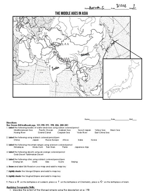Geography Of Medieval Asia Activities Pdf Asia Silk Road