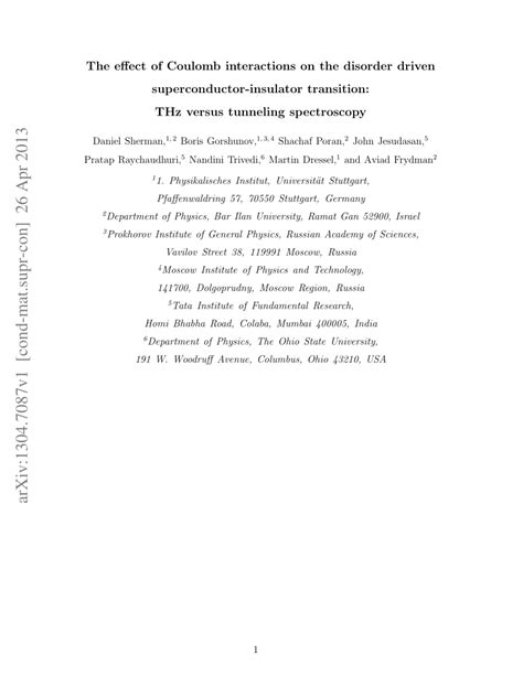 Pdf The Effect Of Coulomb Interactions On The Disorder Driven Superconductor Insulator