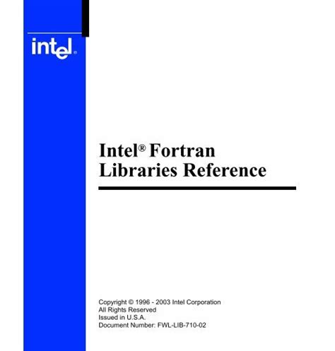 Intel® Fortran Libraries Reference Nscl Docs Page