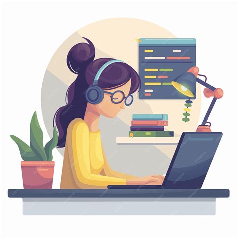 premium vector programmer woman coding flat design concept