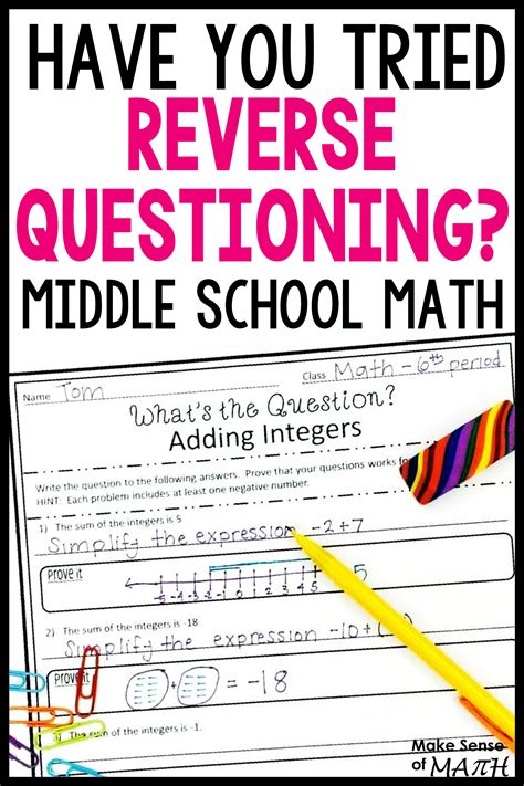 Reverse Questions Math Teaching Strategy For Middle School