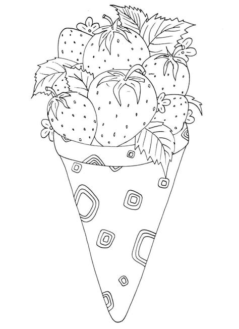 Strawberry Ice Cream Coloring Page - Free Printable Coloring Pages for Kids