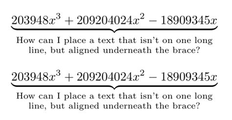 Align How Can I Place Text Under A Bracket Brace That Isn T All One Line TeX LaTeX Stack