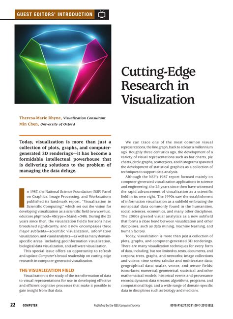 Pdf Cutting Edge Research In Visualization