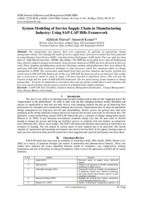 Pdf System Modeling Of Service Supply Chain In Manufacturing Industry Using Sap Lap Hills