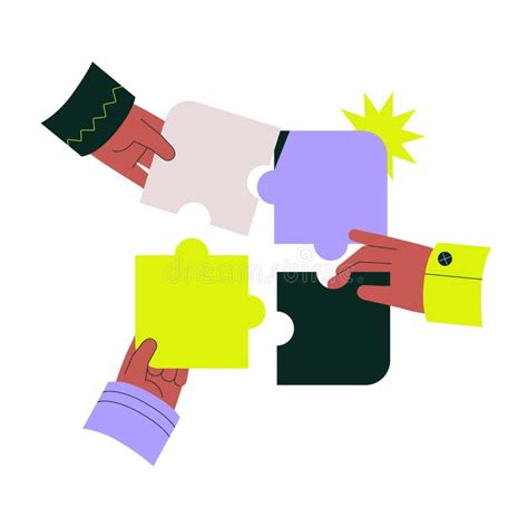 Collaboration With Hands Connecting Puzzle Pieces Symbolizing Teamwork And Unity Isolated