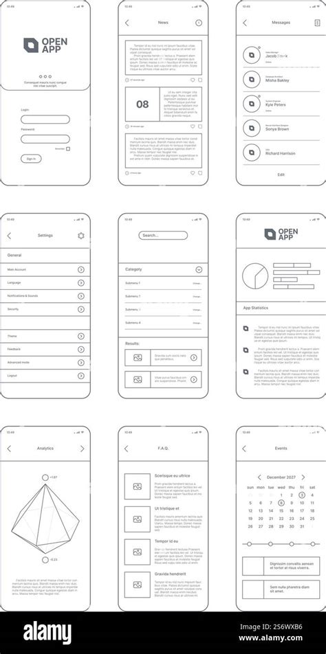 Web Ui Kit Line Wireframes For Clean Design Projects Websites Minimalism App Templates