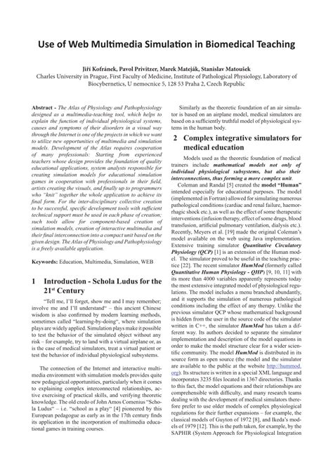 pdf use of web multimedia simulation in biomedical teaching