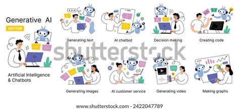 Artificial Intelligence Generating Texts Images Video Stock Vector