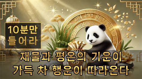 10분만 들어라 ⏳ 🐾 팬더가 황금 복주머니를 들고 있으면 💰🏡 집안에 재물과 평온의 기운이 가득 차 🎋🍀 행운이 따라옵니다