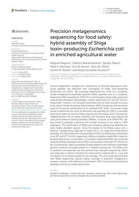 Pdf Precision Metagenomics Sequencing For Food Safety Hybrid
