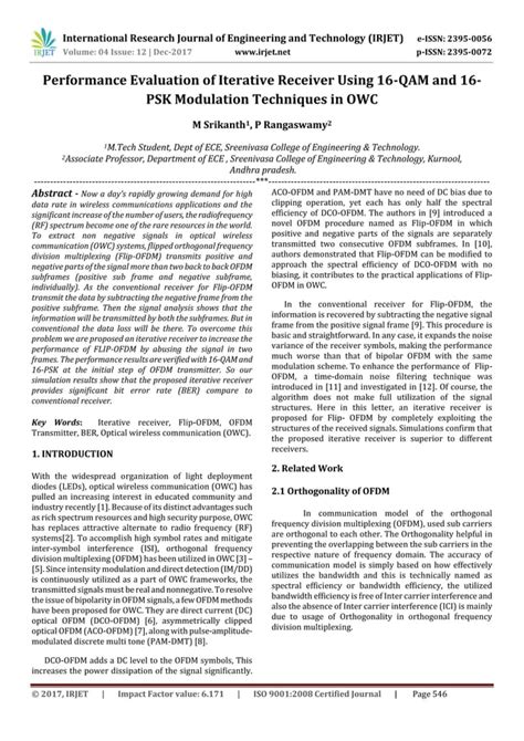 Performance Evaluation Of Iterative Receiver Using 16 Qam And 16 Psk Modulation Techniques In