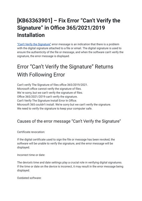 PPT Cant Verify The Signature In Office Installation PowerPoint Presentation