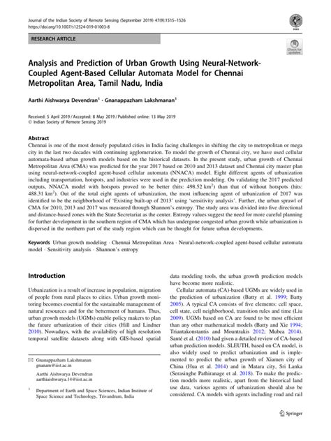 Analysis And Prediction Of Urban Growth Using Neural Network Pdf