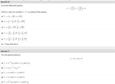 solved question 16 given the differential equation find two