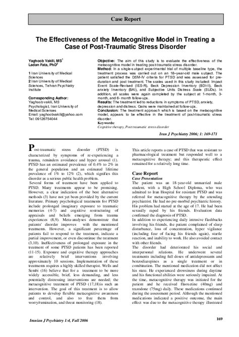 Pdf Metacognitive Model For Ptsd Treatment Effectiveness
