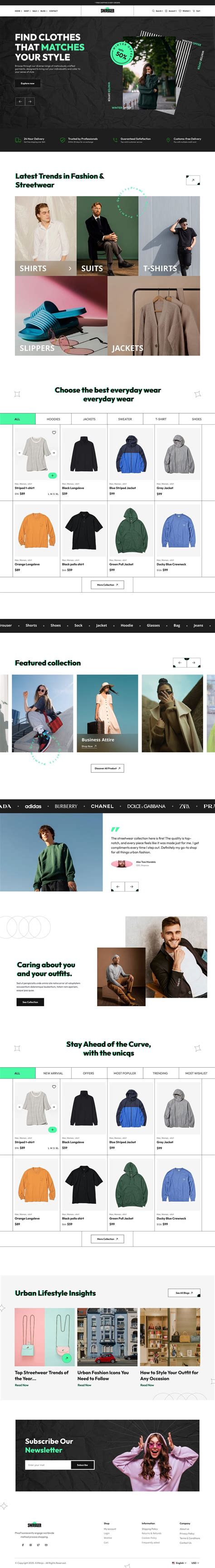 Swagger Fashion And Urban Wear Store Woocommerce Elementor Template Kit