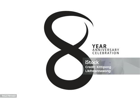 8 주년 기념 축 하 블랙 컬러 로고 타입 벡터 8 숫자 디자인 8 번째 생일 초대장 로고 번호 디자인 벡터 일러스트 레이 션