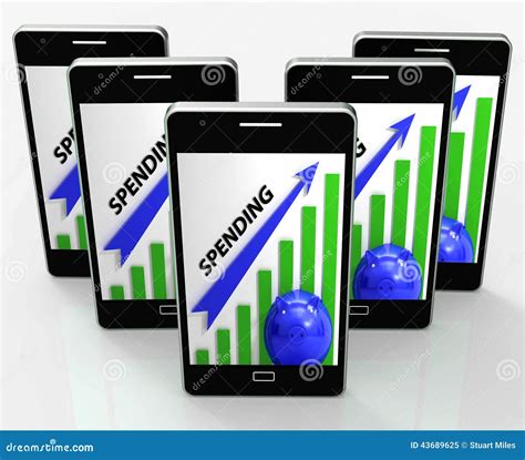Spending Graph Phone Means Costs Expenses And Outlay Stock Illustration