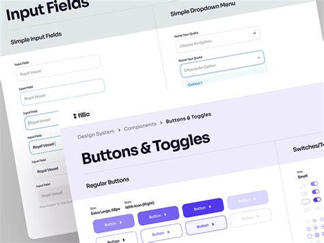 design system buttons and input fields by filllo saas for filllo design