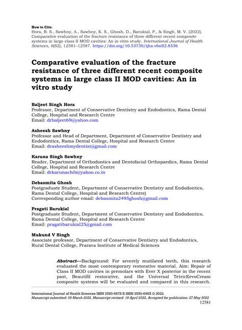Pdf Comparative Evaluation Of The Fracture Resistance Of Three