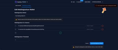 create and edit multisig wallets camino docs