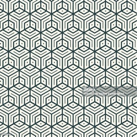 Vector Seamless Patter Repeating Linear Hexagon Geometric Background Stock Illustration