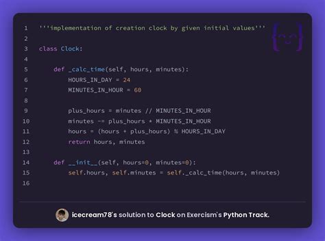 Icecream78s Solution For Clock In Python On Exercism