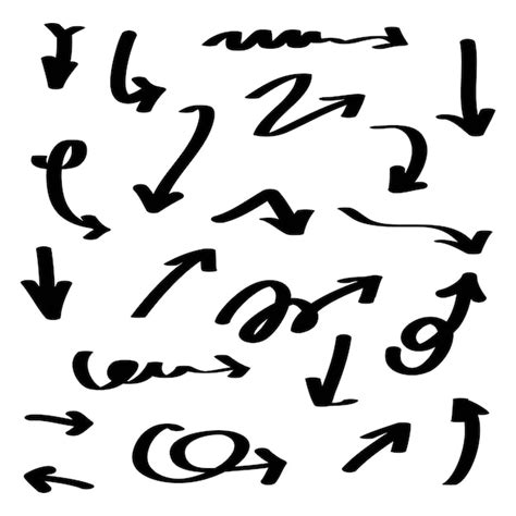 Premium Vector Hand Drawn Black Arrows Icons Set Arrow Icon With Various Directions Doodle