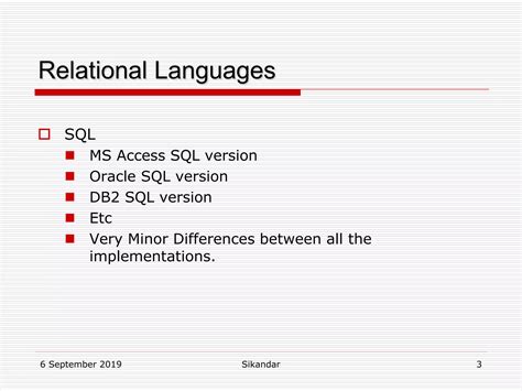 Lesson Relational Languages Sql PPT