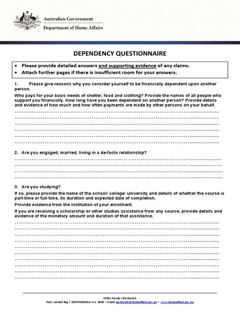 Dependency Questionnaire Pdf Pension Personal Finance